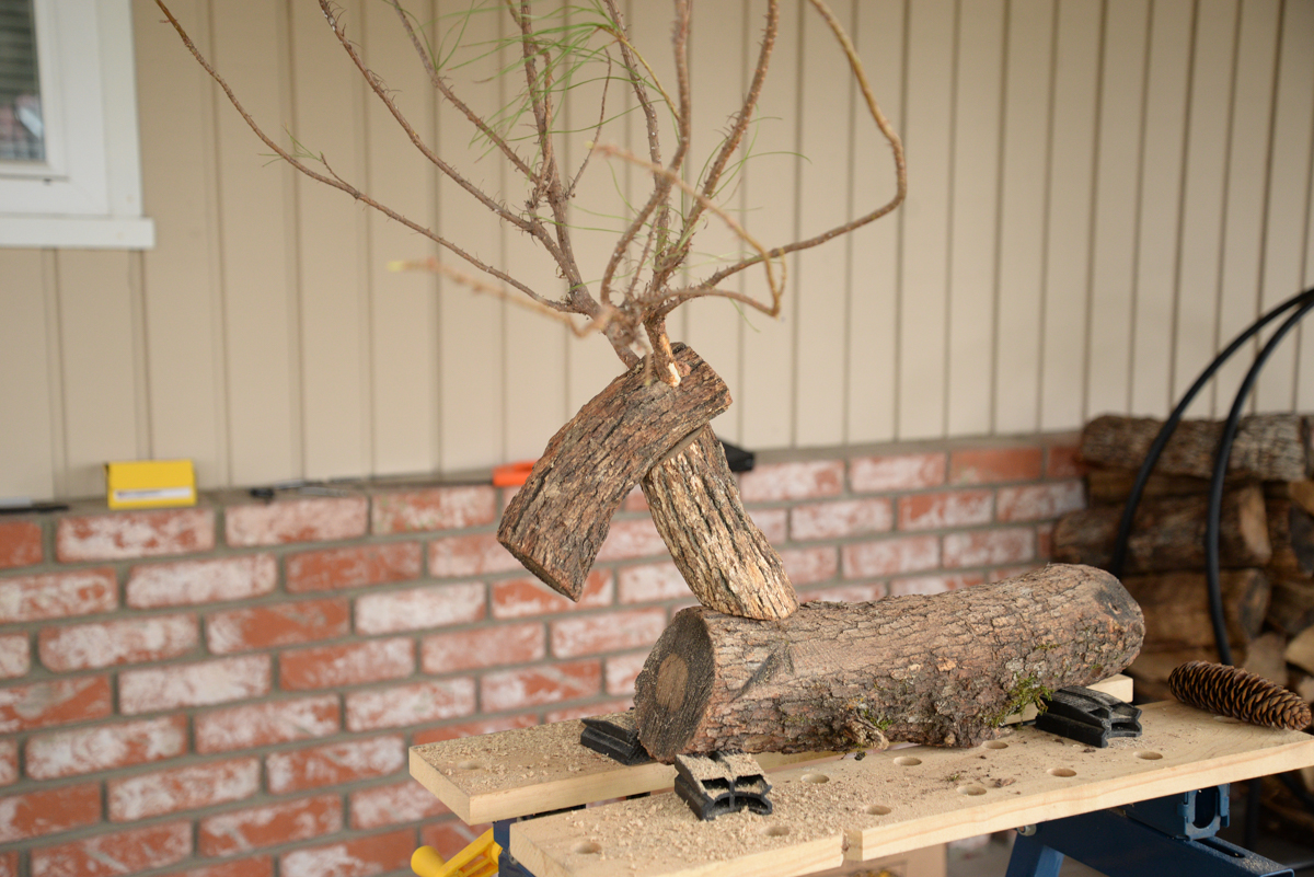 Comment faire un renne en rondins de bois