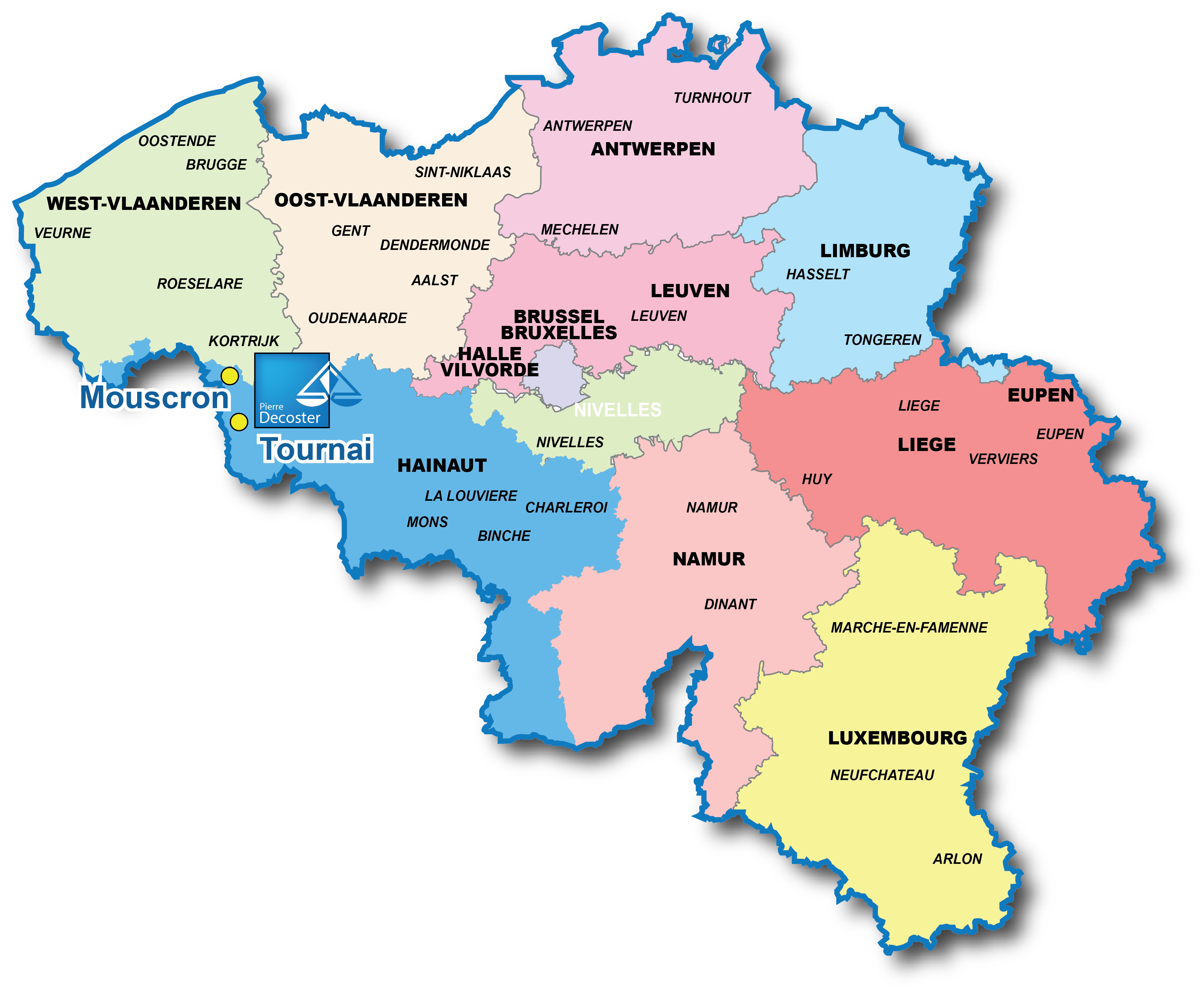 Quels sont les 10 Chefs-lieux de Belgique